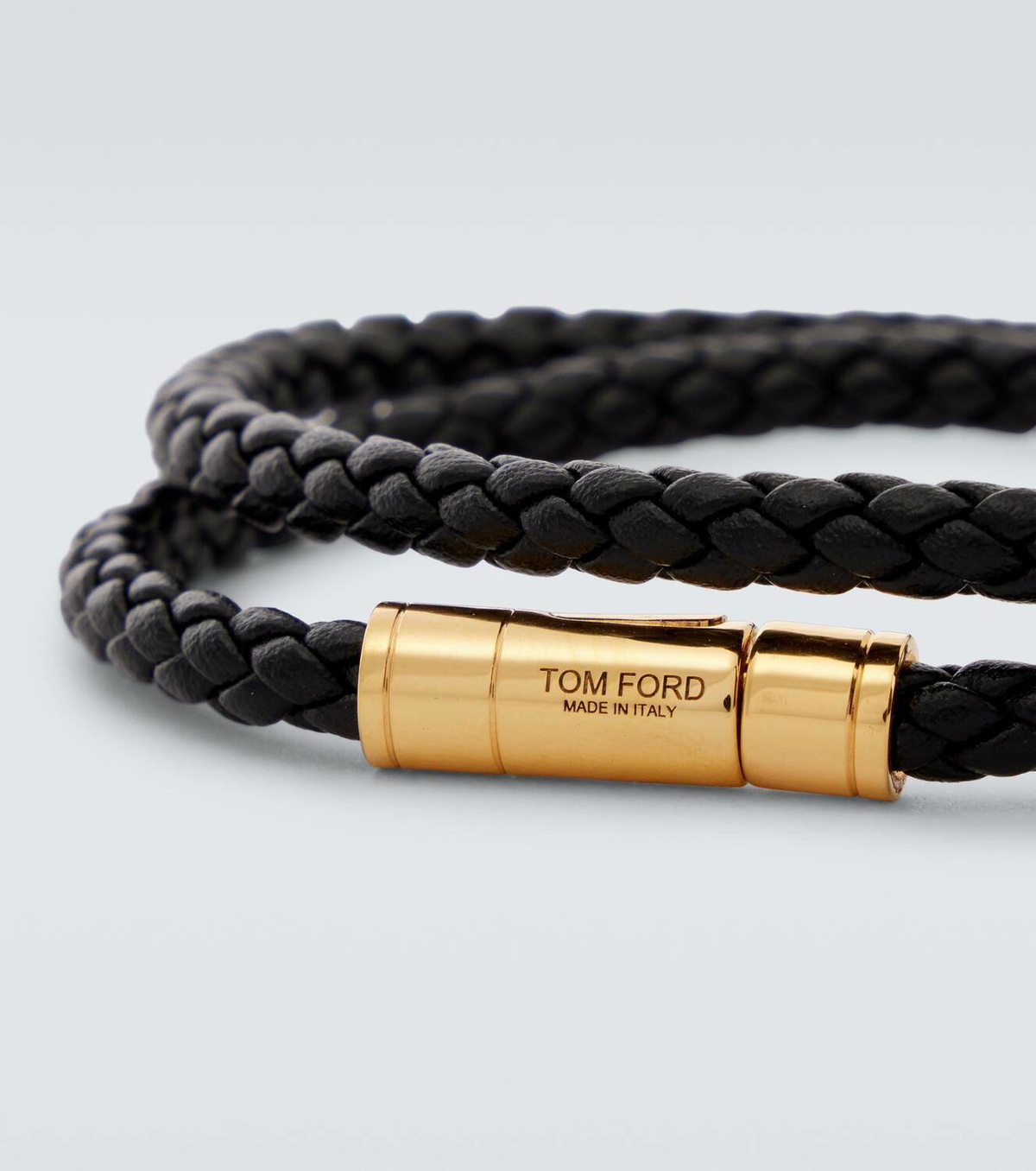Tom Ford Logo braided leather bracelet TOM FORD