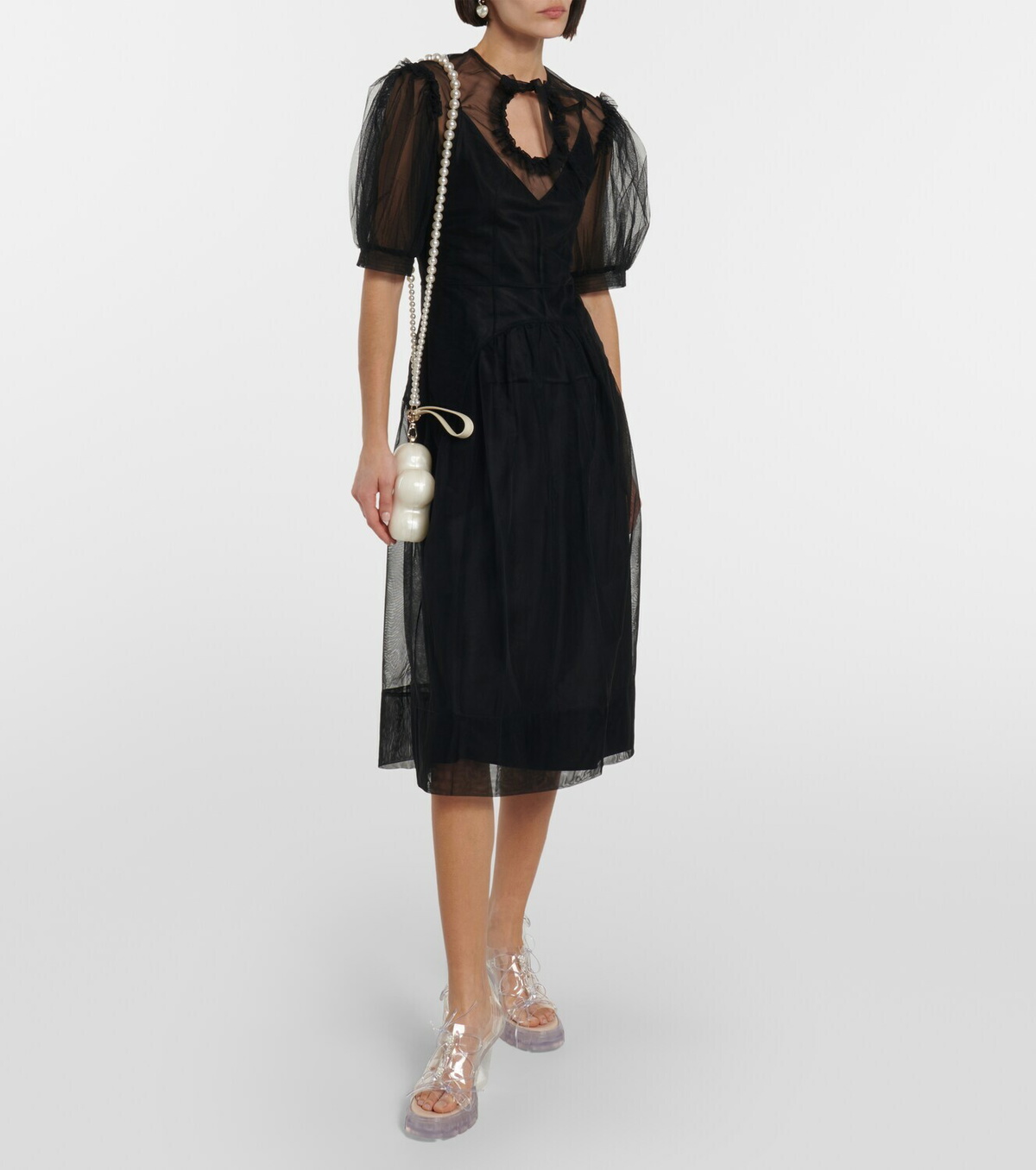 Simone Rocha - Puff-sleeve tulle midi dress Simone Rocha