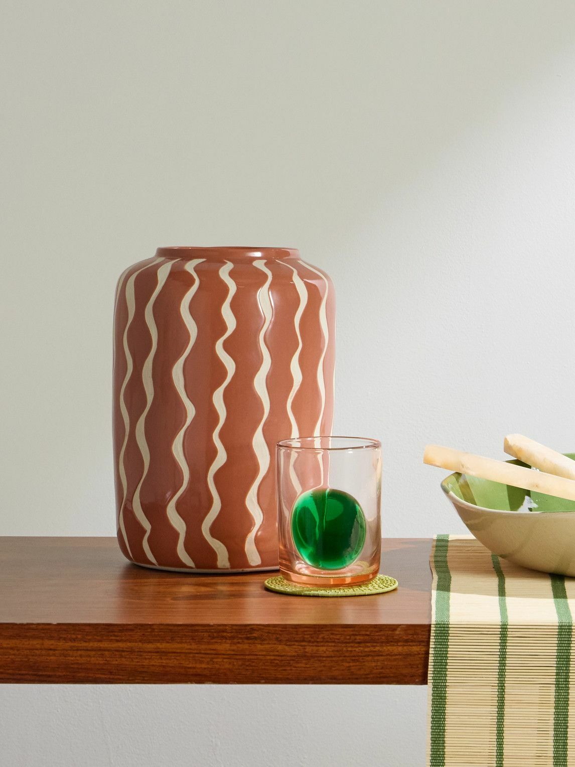 The Conran Shop - Wiggle Sgraffito Striped Glazed Stoneware Vase The ...
