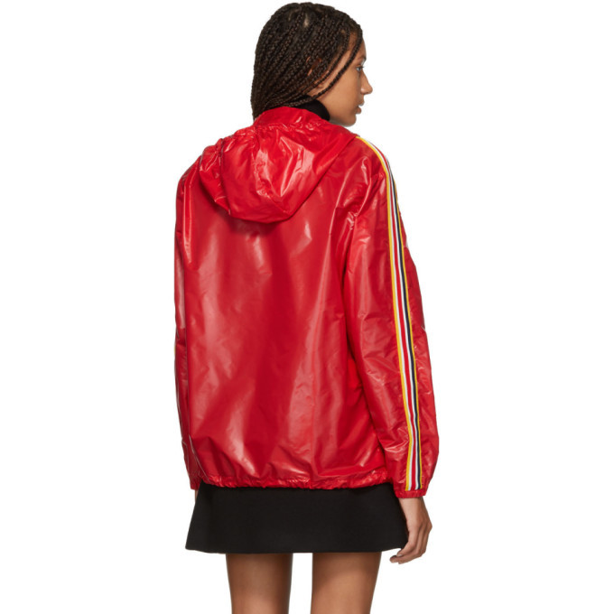 Miu Miu Red Nylon Logo Patch Jacket Miu Miu