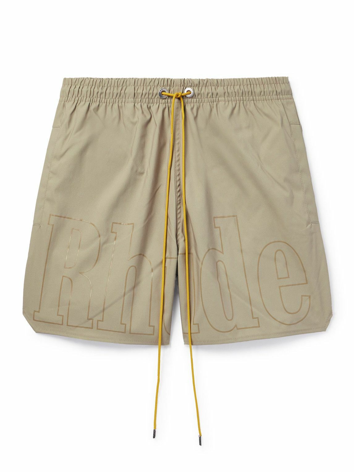 Rhude - Slim-Fit Mid-Length Logo-Print Swim Shorts - Gray Rhude