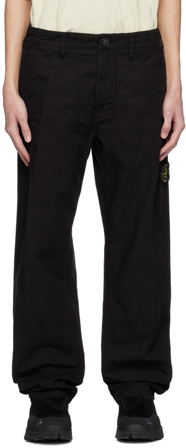 Stone Island Black Patch Trousers Stone Island