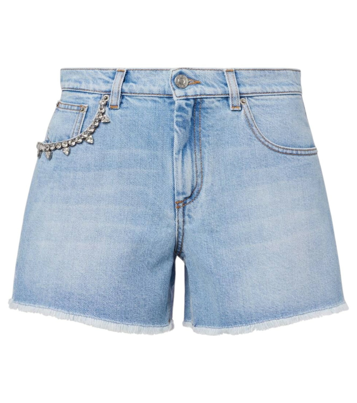 Area Embellished denim shorts AREA