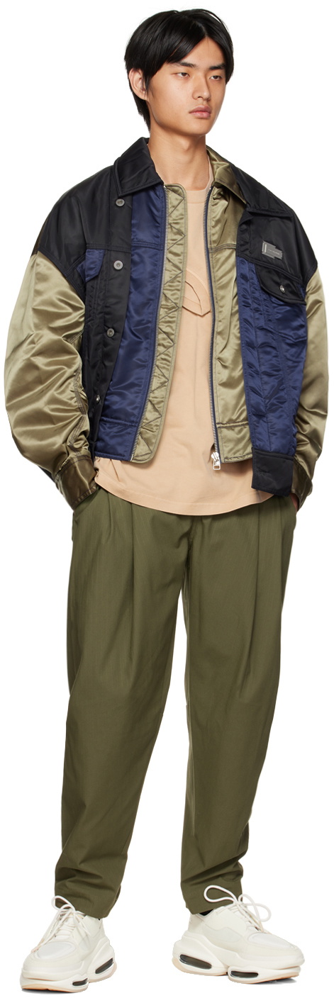 Feng Chen Wang Khaki Deconstructed Panel Jacket Feng Chen Wang