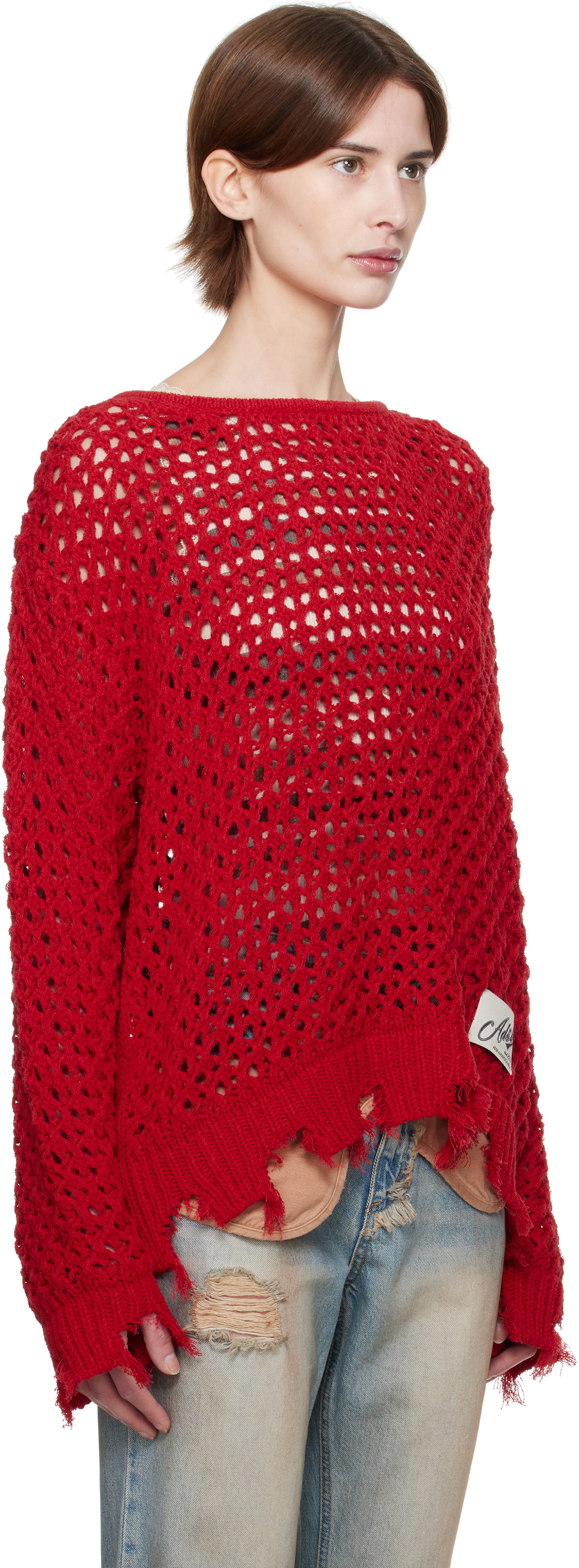 Andersson Bell Red Damaged Boatneck Sweater Andersson Bell
