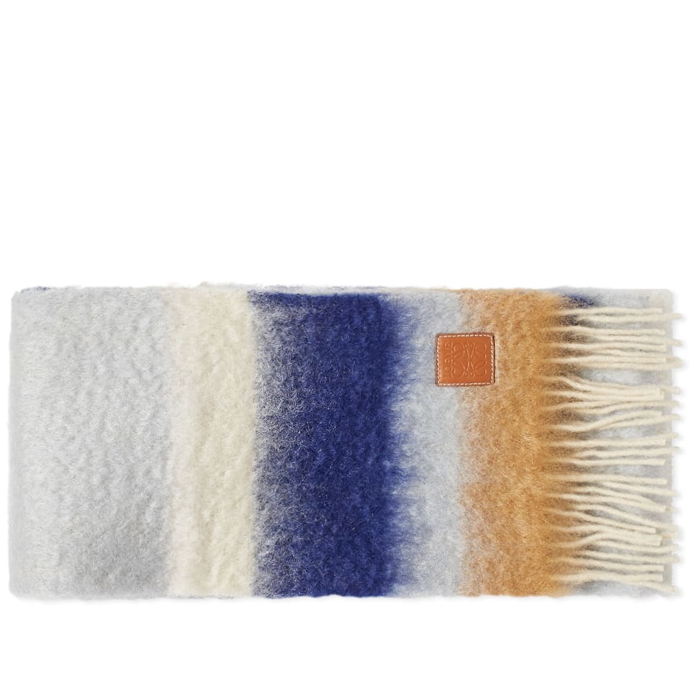 Loewe Men's Mohair Stripe Scarf in Navy Blue/Multi Loewe