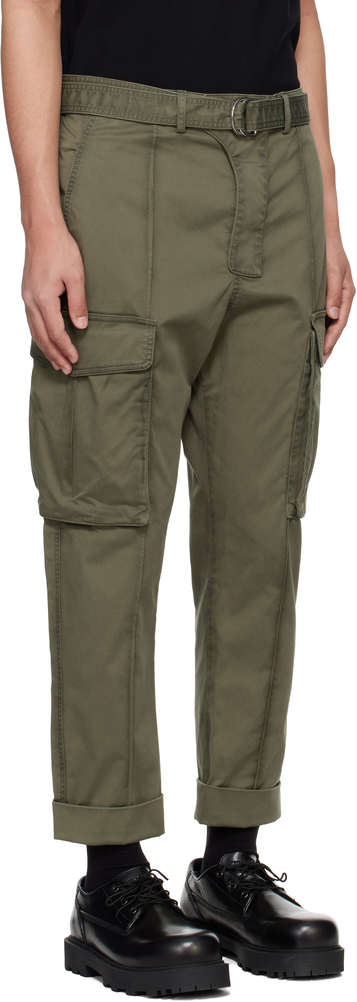 Balmain Green Tailored Slouch Cotton Cargo Pants Balmain