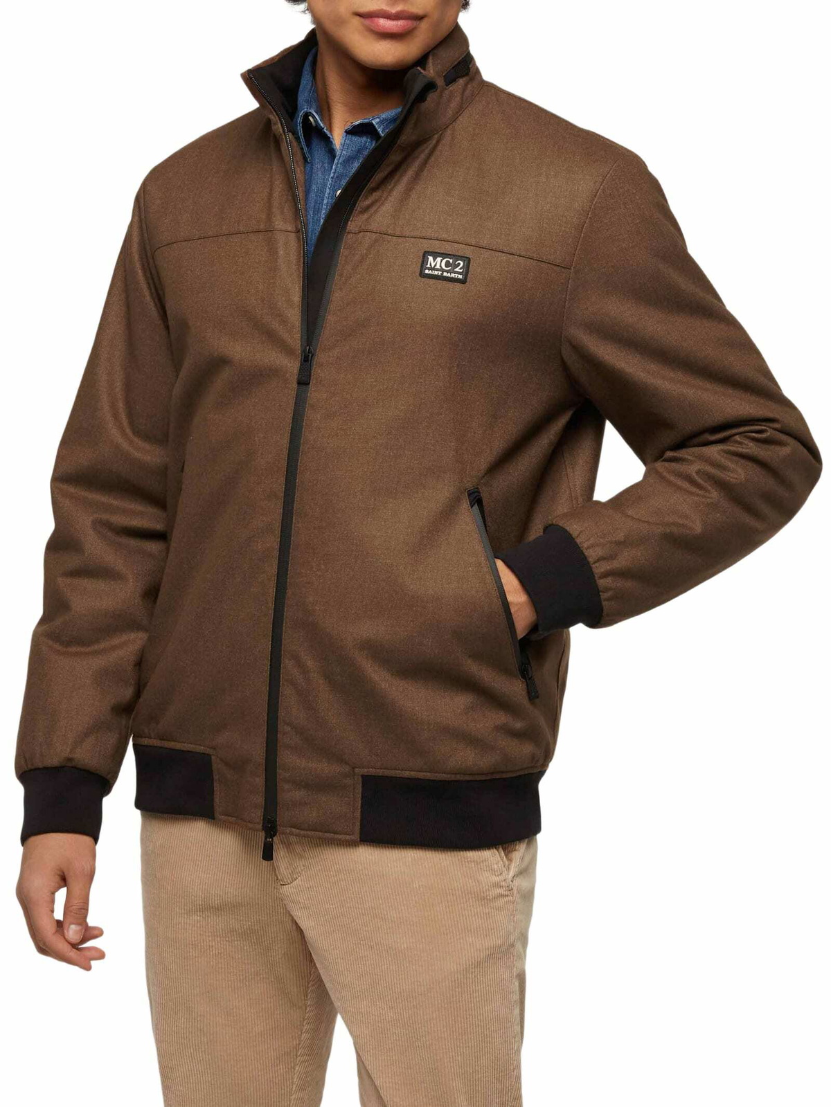 MC2 Saint Barth Wooly Brown Bomber Jacket Country With Teddy Lining MC2 Saint Barth