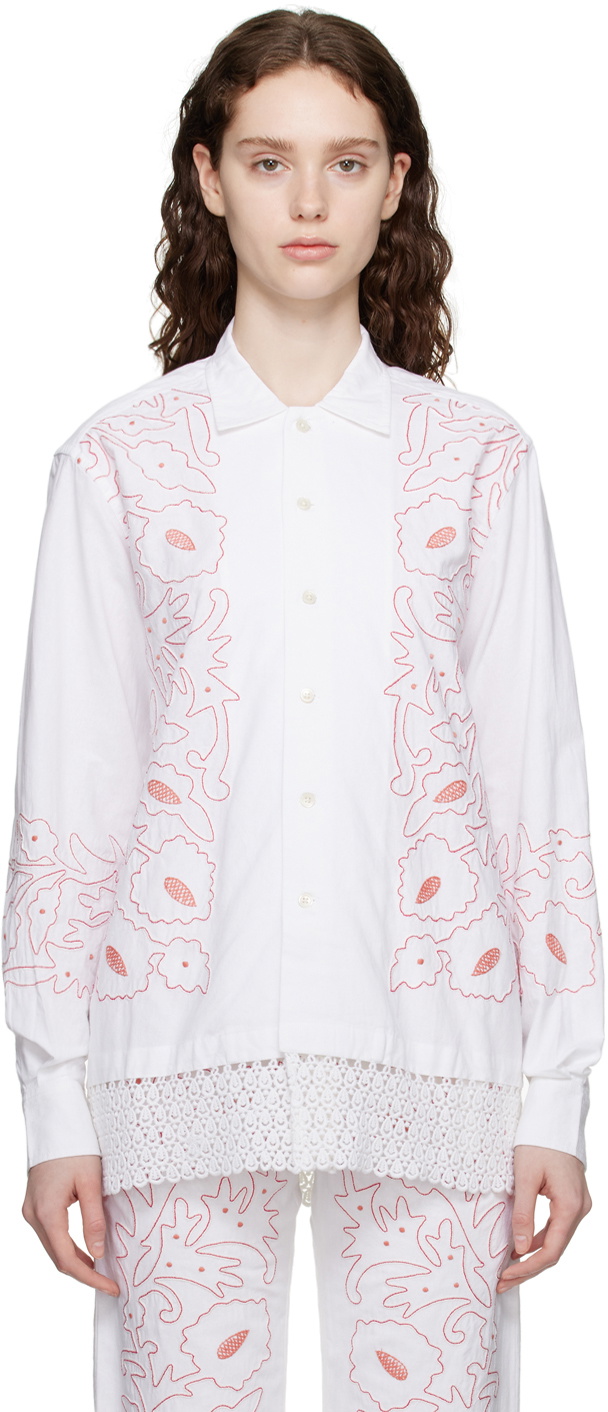 Bode White Embroidered Shirt Bode