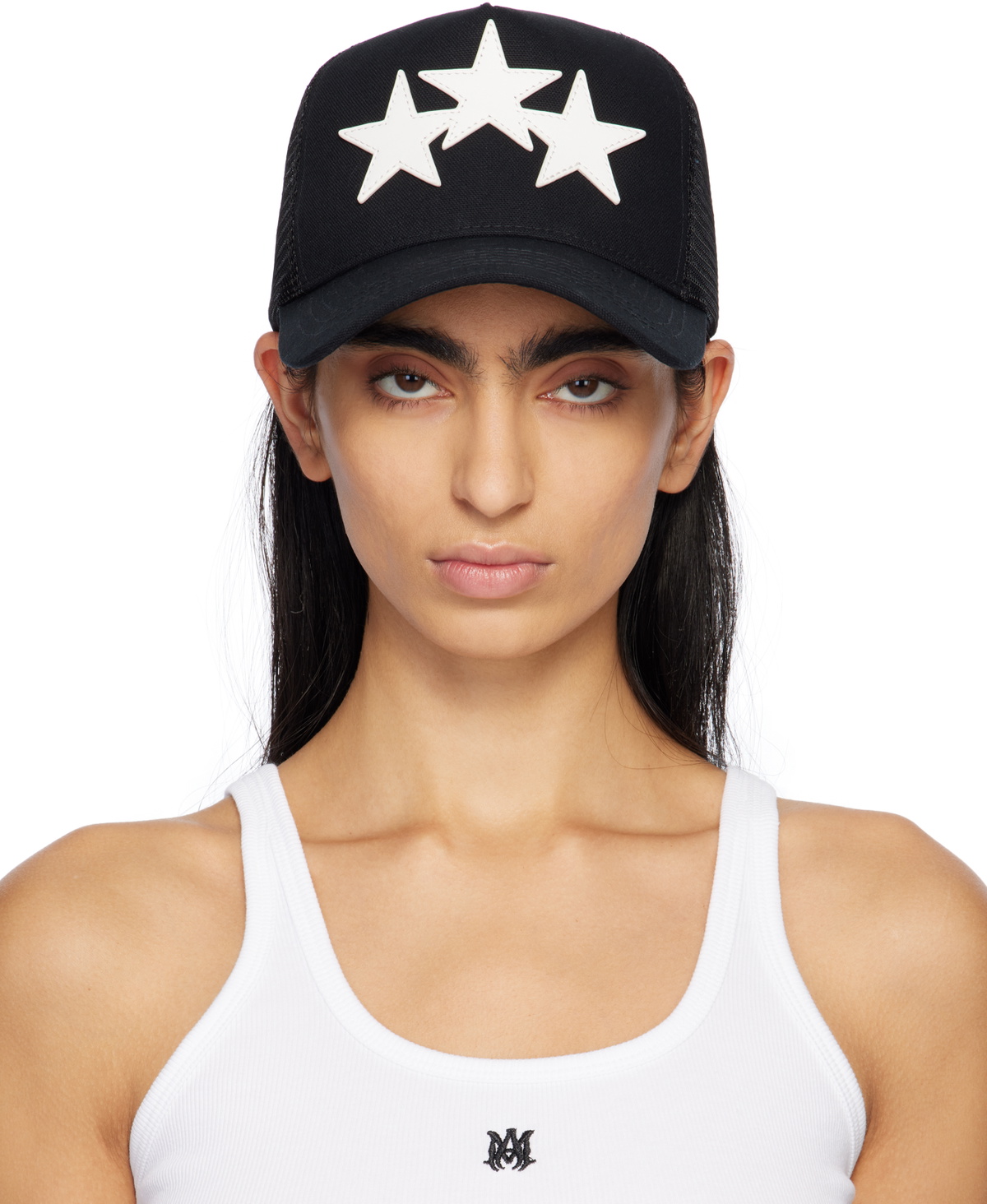 AMIRI Black & White 3 Star Trucker Cap Amiri