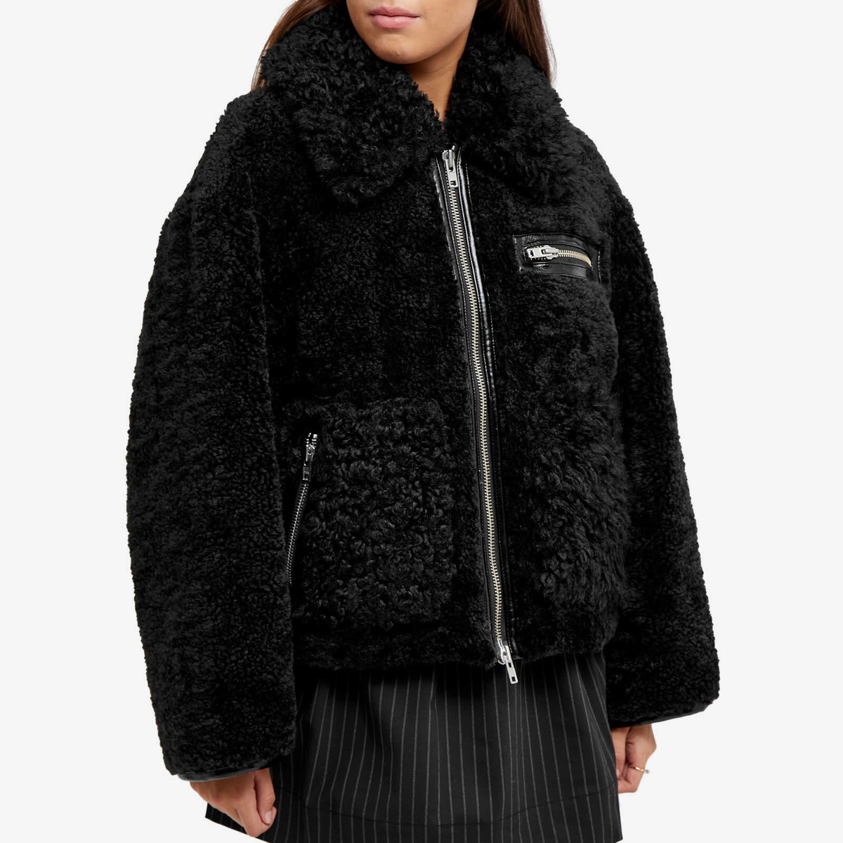 Stand Studio Women's Joann Faux Shearling Jacket in Black Stand Studio