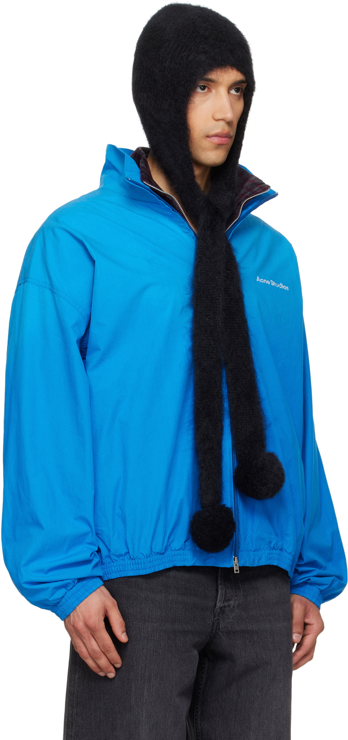 Acne Studios Black Mohair Earflap Hood Acne Studios