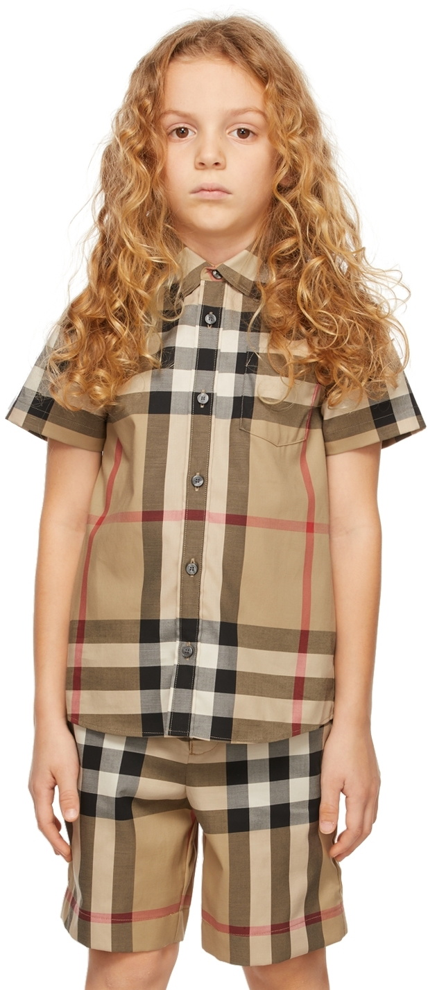 Burberry Kids Beige Check Owen Shirt Burberry