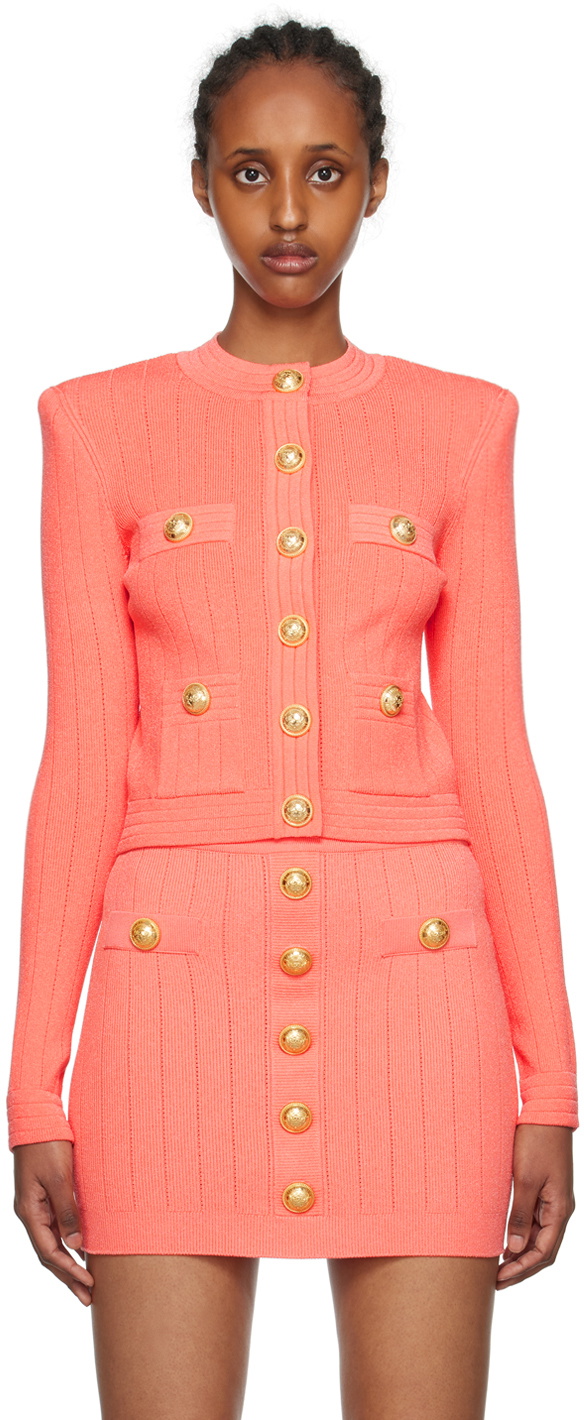 Balmain Pink Buttoned Cardigan Balmain