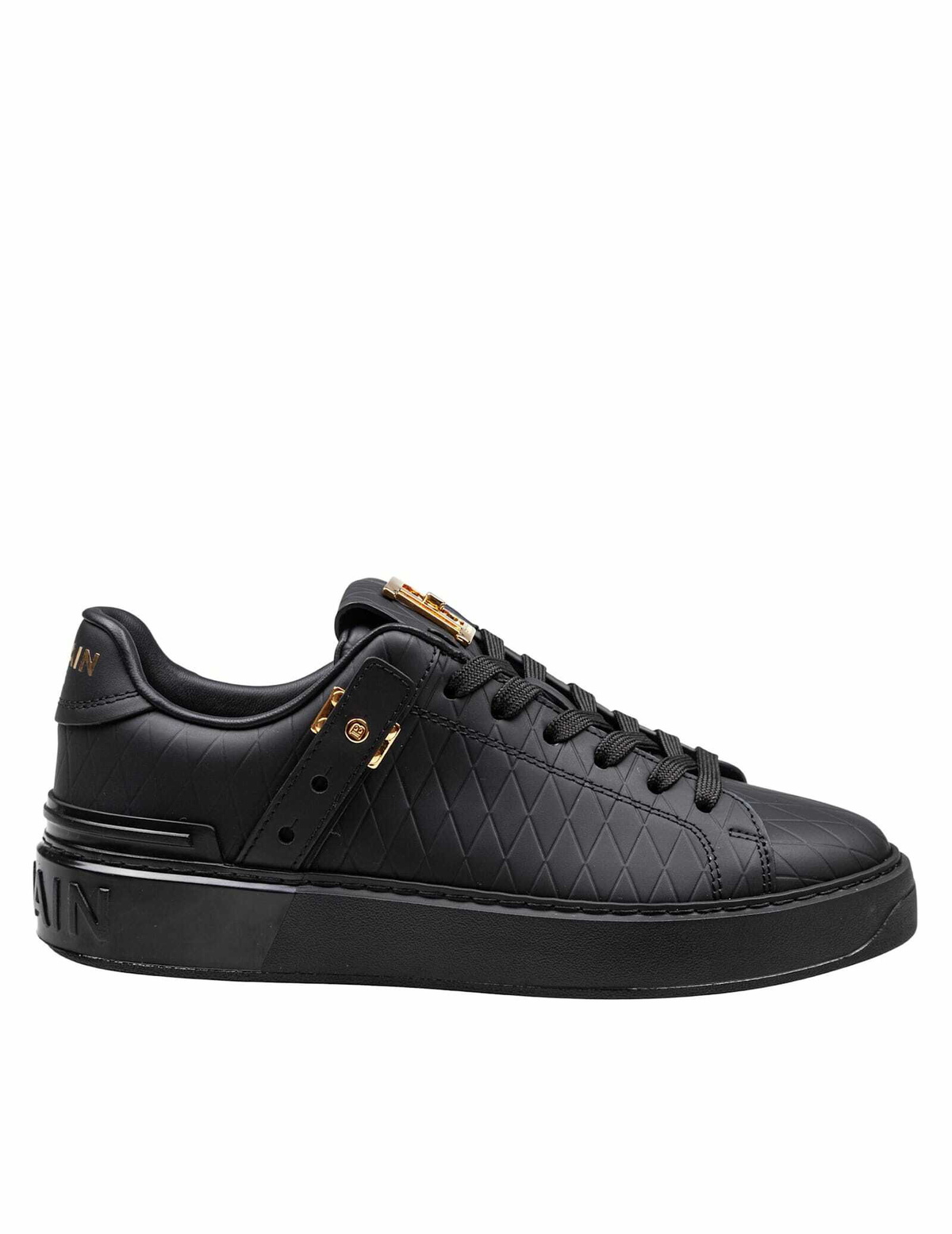 Balmain B-court Leather Sneakers With Diamond Embossing Balmain