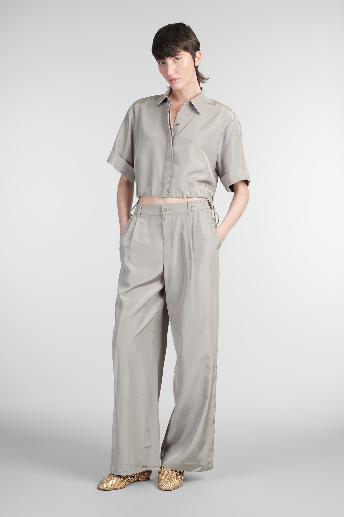 Simkhai Ryett Shirt In Grey Acetate Simkhai