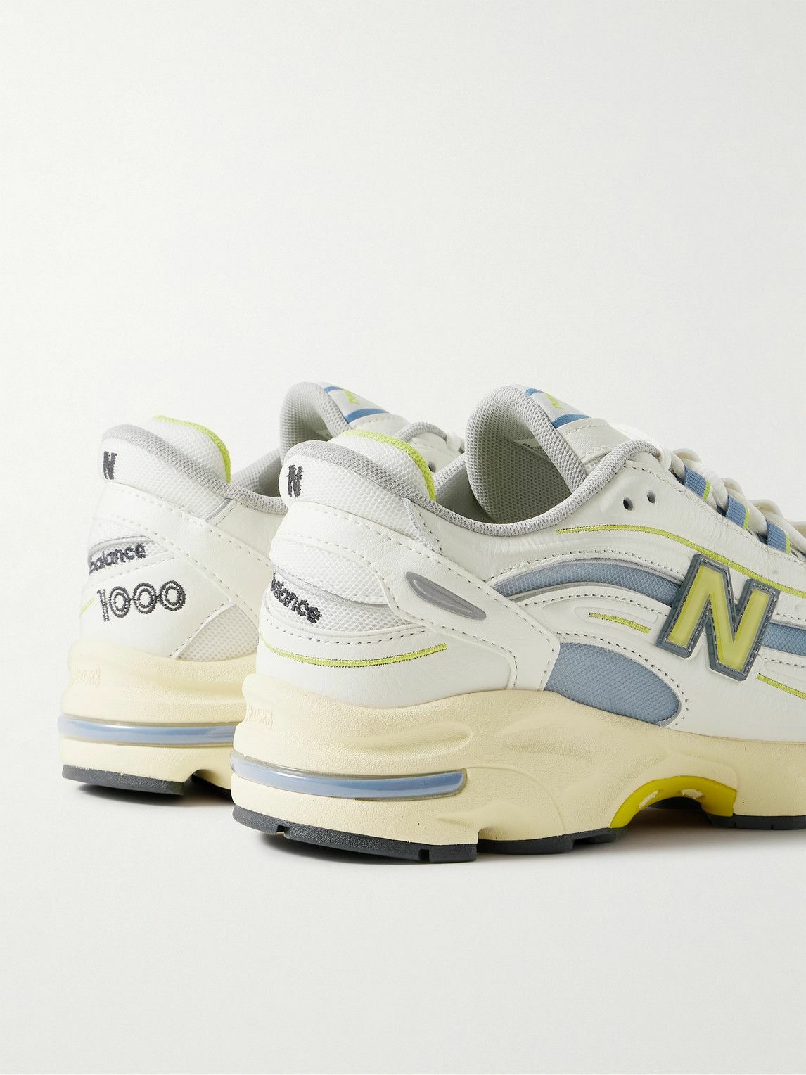 New Balance - M1000 Embroidered Leather and Mesh Sneakers - White New ...