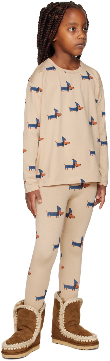TINYCOTTONS Kids Taupe Dogs Leggings TINYCOTTONS