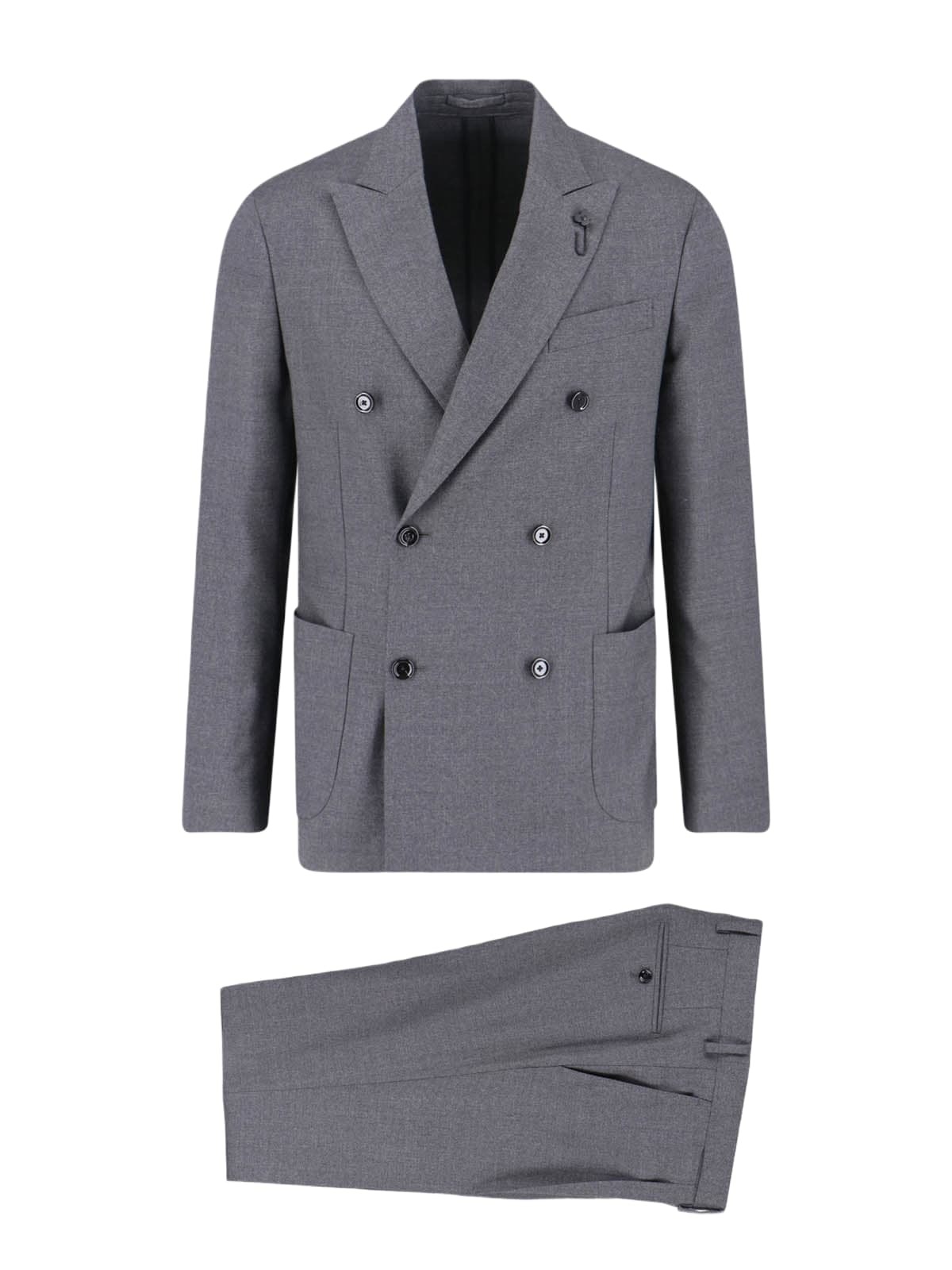Lardini Double-breasted Virgin Wool Suit Lardini