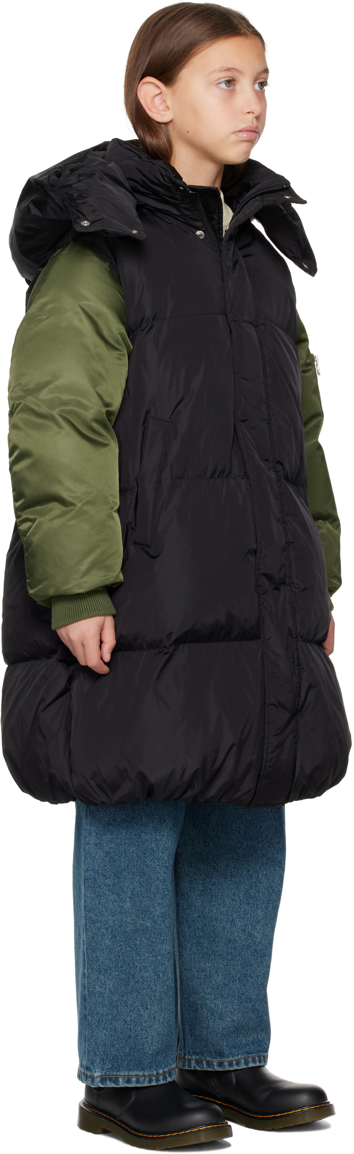 MM6 Maison Margiela Kids Black & Green Paneled Puffer Coat MM6 Maison ...
