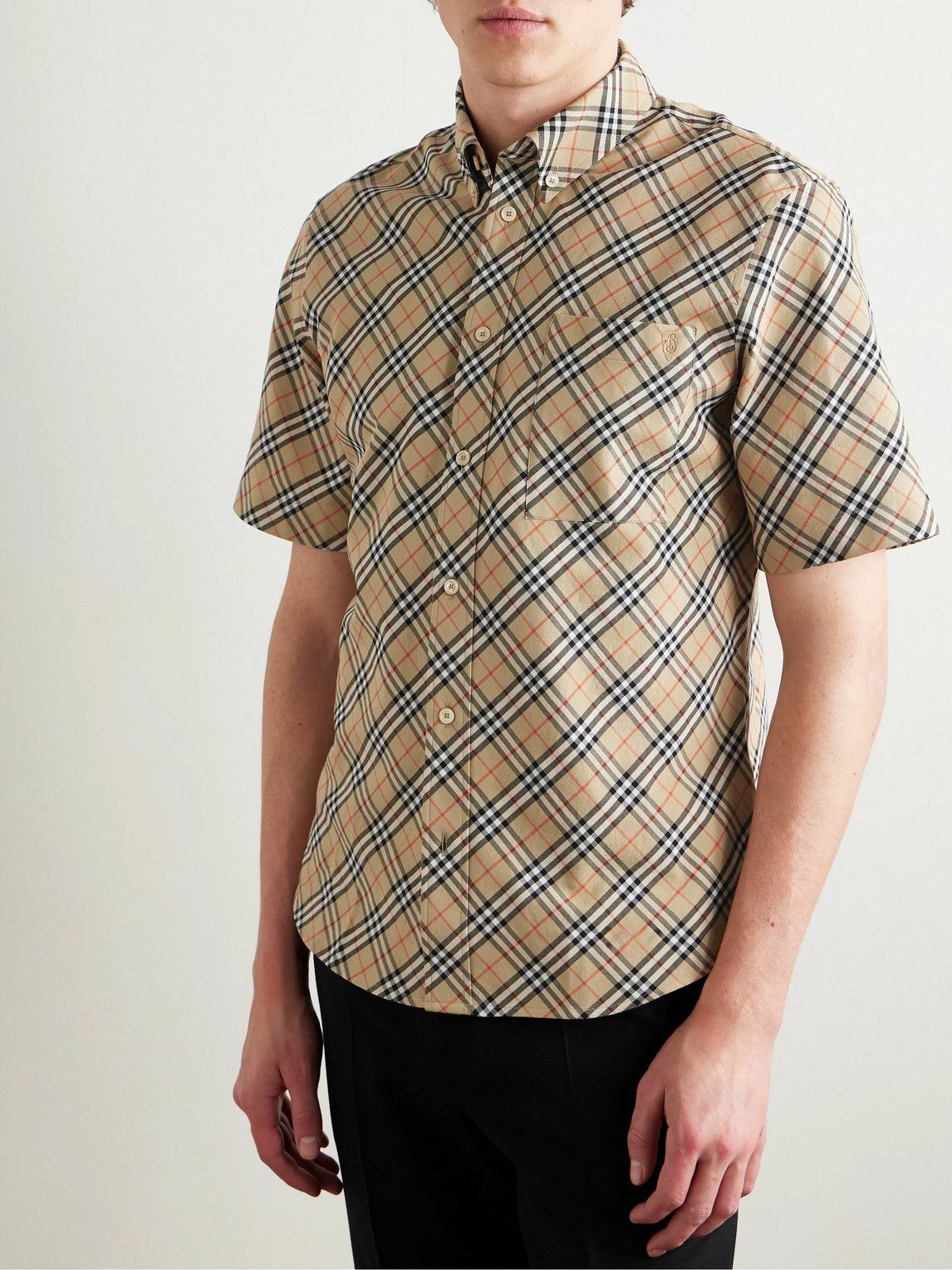 Burberry - Slim-Fit Button-Down Collar Checked Cotton Oxford Shirt - Brown Burberry