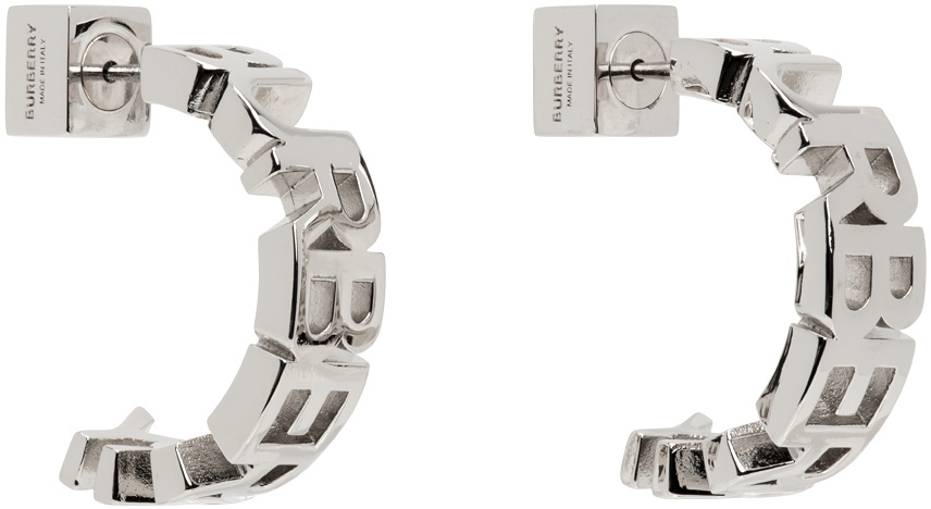 Burberry Silver Hoop Earrings Burberry