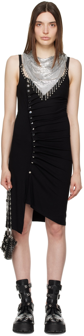 Paco Rabanne Black Gathered Minidress Paco Rabanne