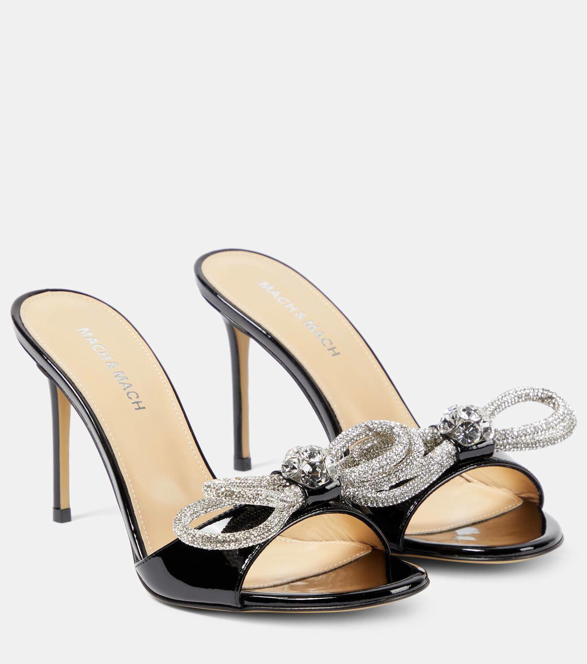 Mach & Mach Double Bow patent leather mules MACH & MACH