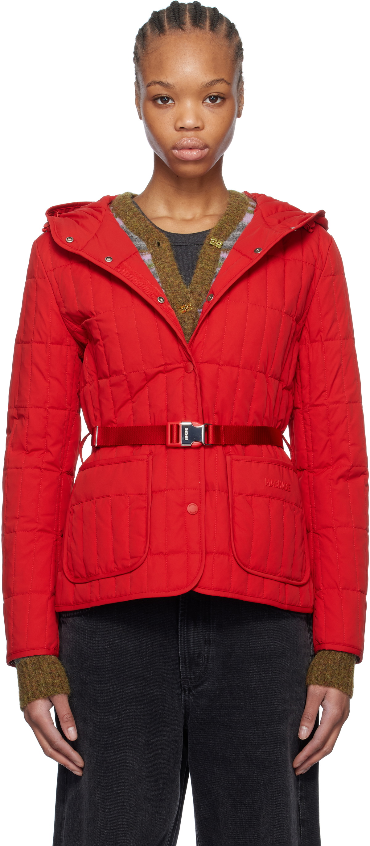 MACKAGE Red Raja Vertical Quilted Light Down Jacket Mackage