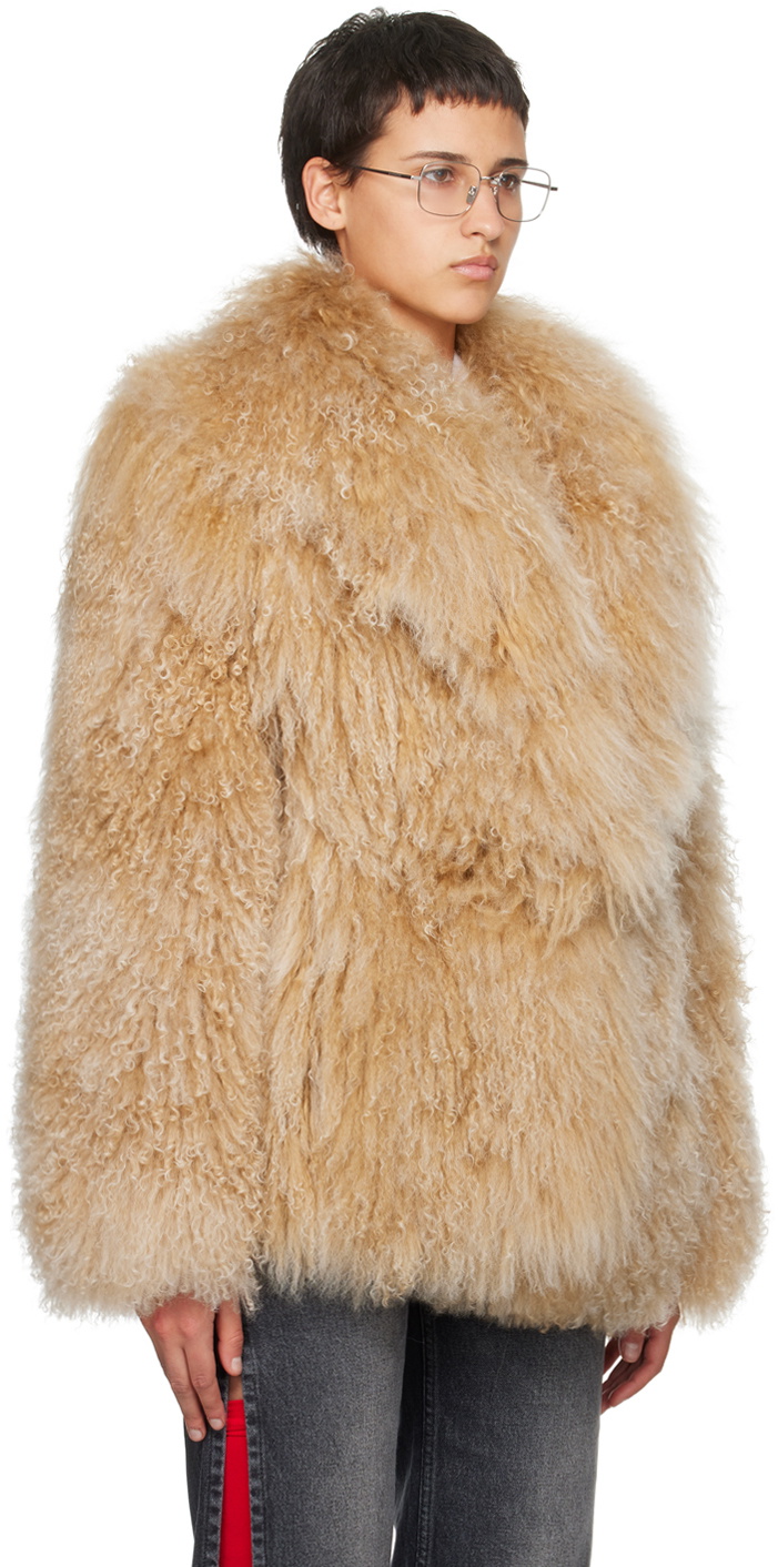 Givenchy Beige Large Collar Shearling Jacket Givenchy