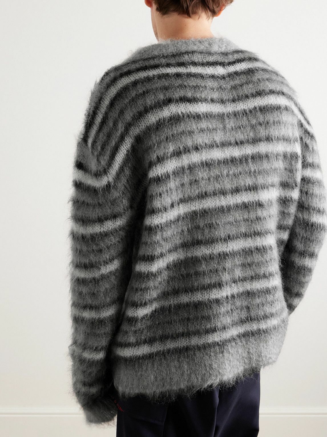 Marni - Striped Mohair-Blend Sweater - Gray Marni