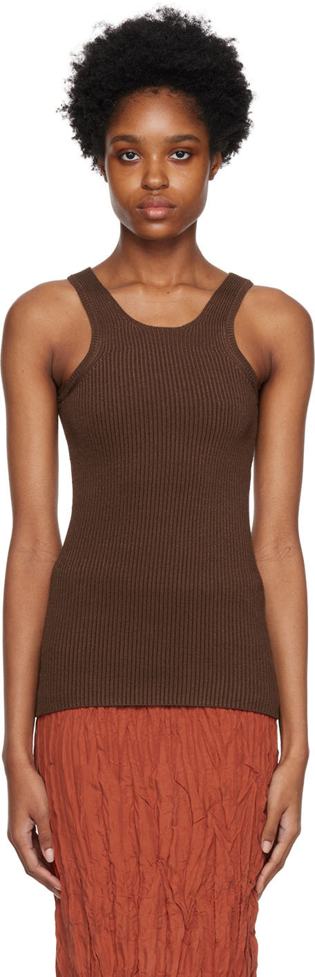Totême Brown Curved Compact Tank Top Toteme