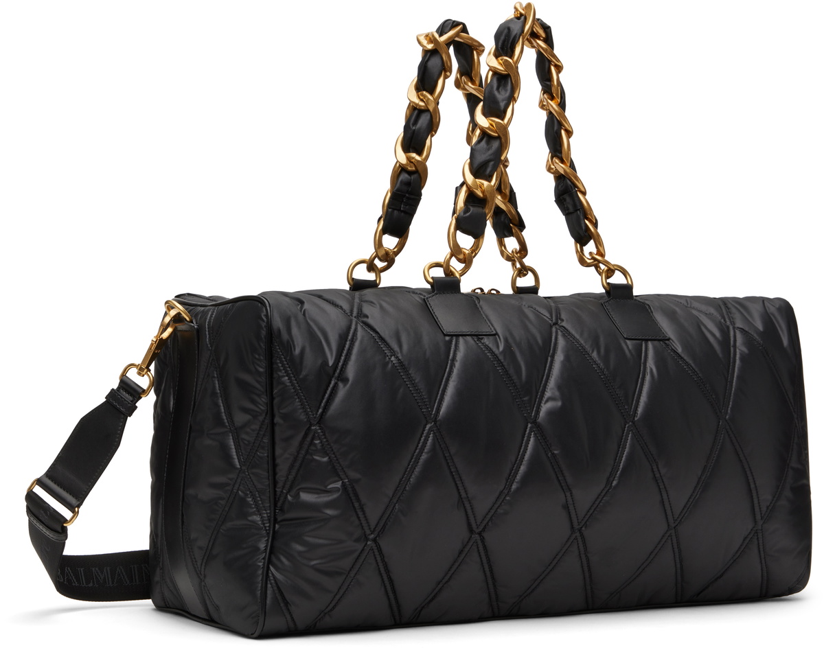 Balmain Black Quilted Nylon Diamond Travel Duffle Bag Balmain