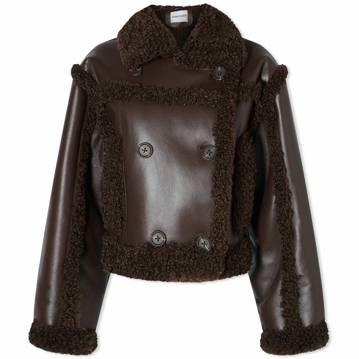 Stand Studio Women's Kristy Faux Shearlling Jacket in Dark Brown Stand ...