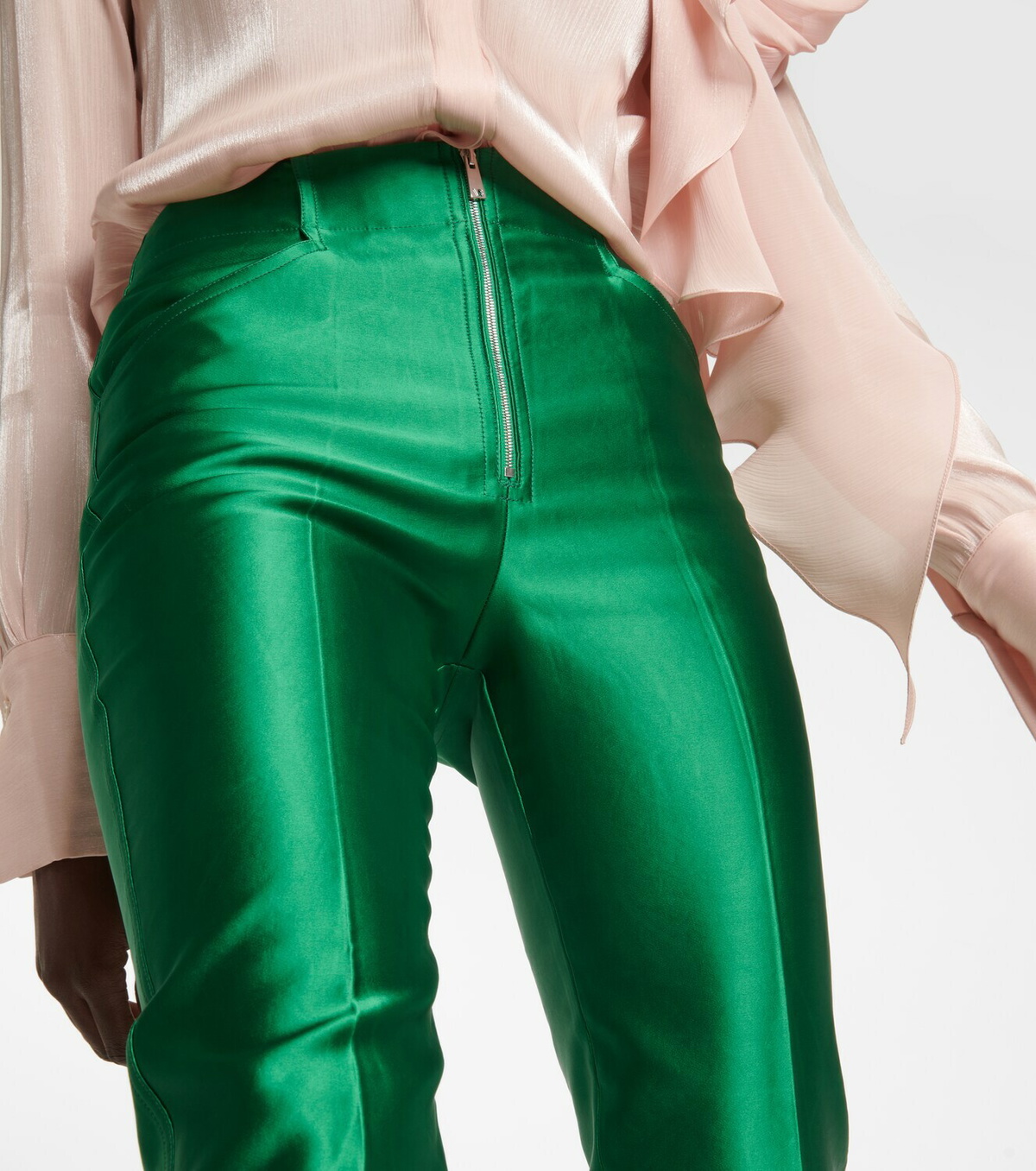 Victoria Beckham - High-rise slim satin pants Victoria Beckham