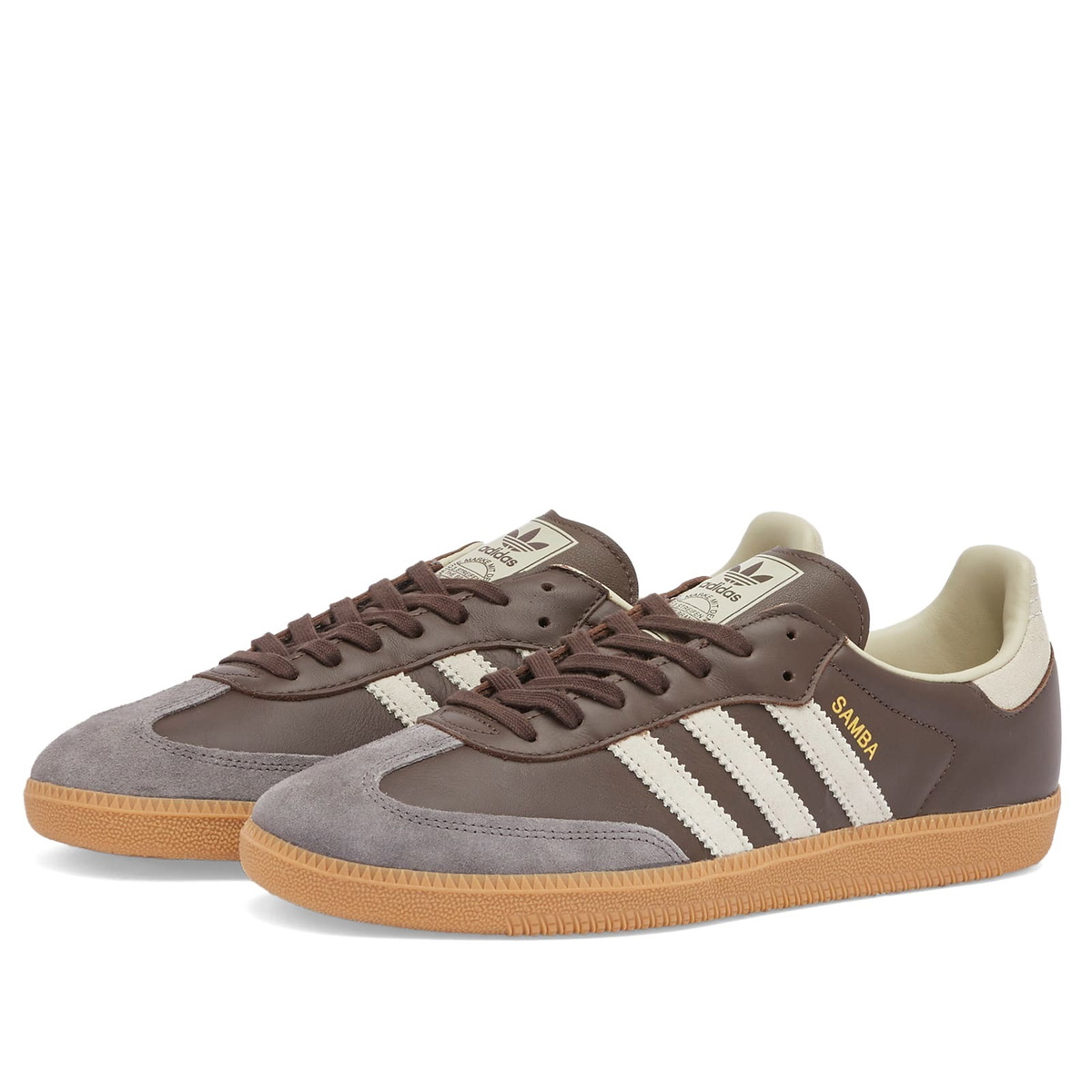 Adidas Men's Samba OG in Brown/Putty Grey/Gold Met. adidas
