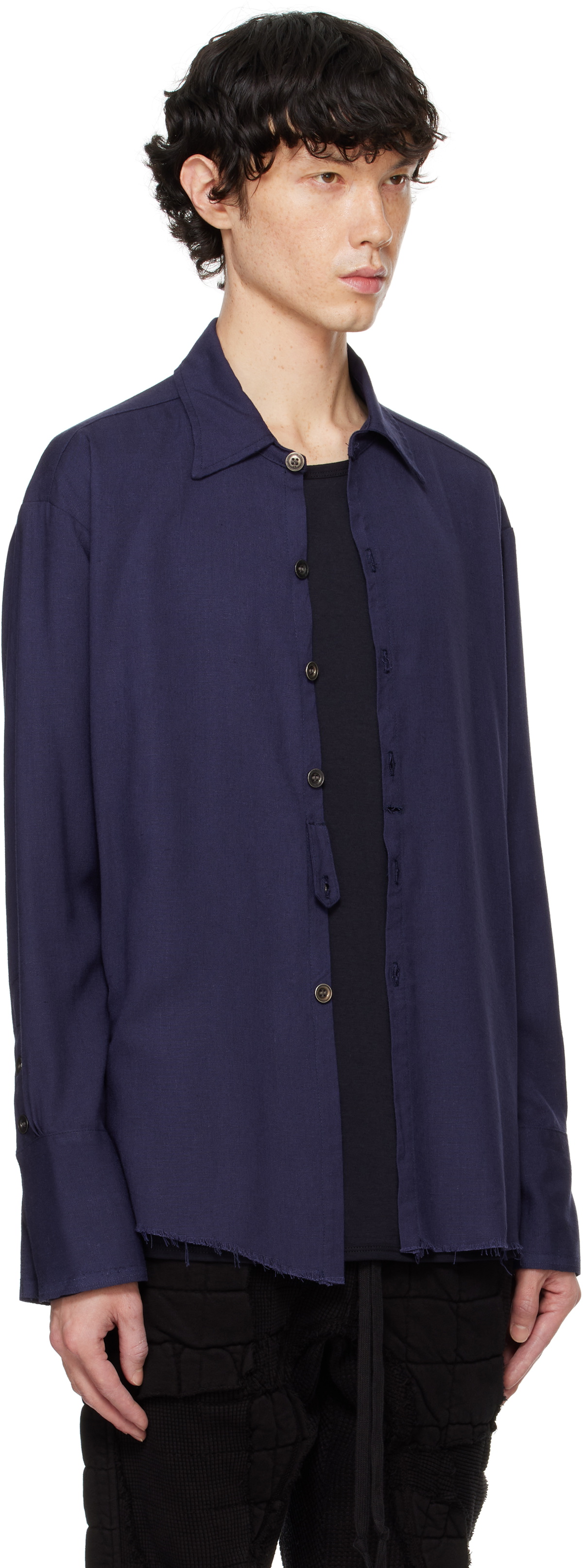 Greg Lauren Navy Collared Studio Shirt Greg Lauren