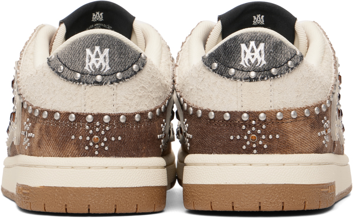 AMIRI Brown & Beige Stud Skel Top Low Sneakers Amiri