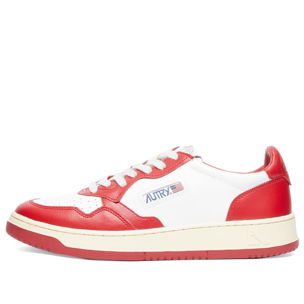 Autry Men's 01 Low Contrast Sneakers in White/Red Autry