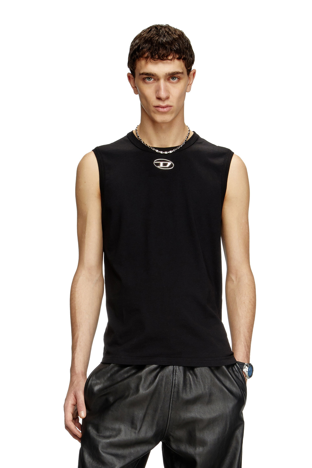 Diesel Tank top with metallic Oval D - T-Shirts Mens in Black Diesel