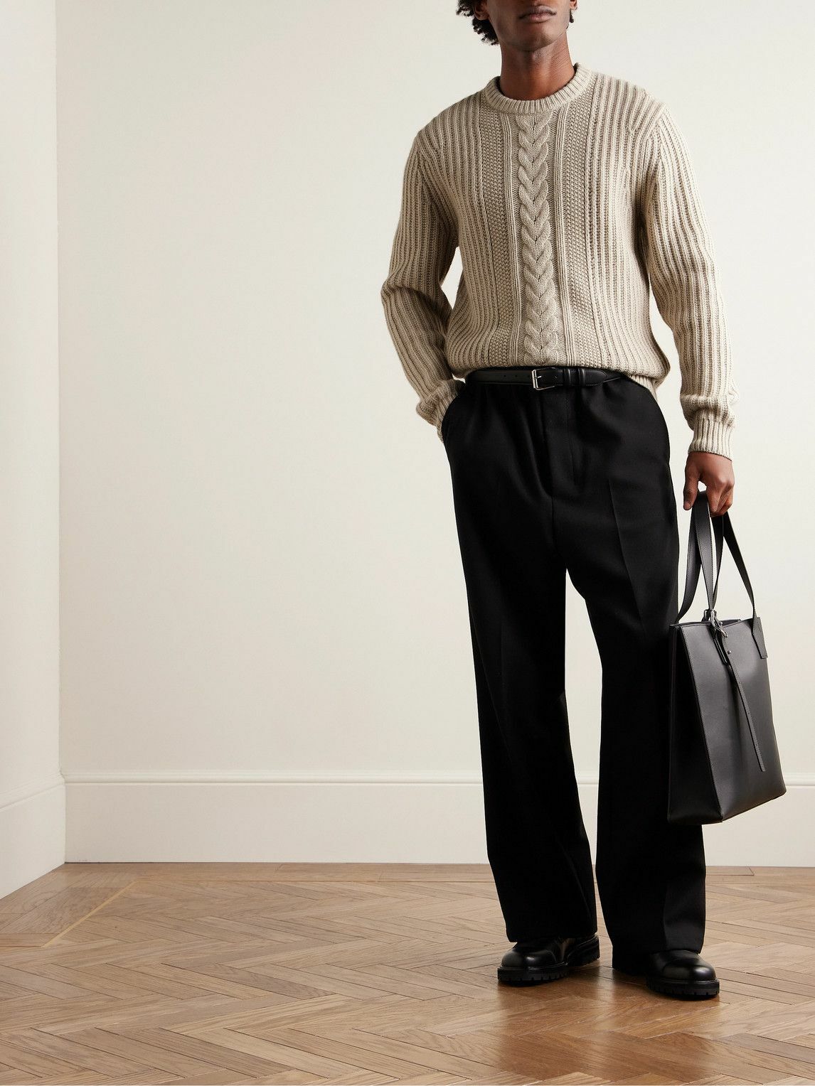 Theory - Vilare Ribbed Cable-Knit Sweater - Neutrals Theory