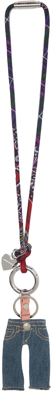 Acne Studios Blue Denim Charm Keychain Acne Studios