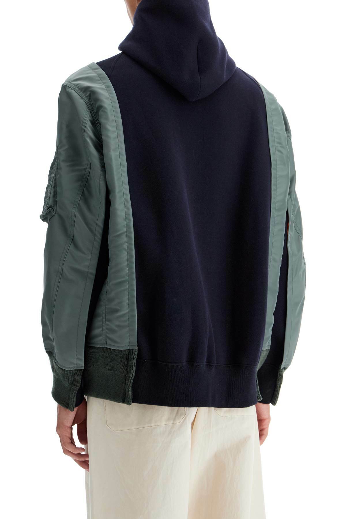 SACAI hybrid sweatshirt with zip and hood Blue Sacai