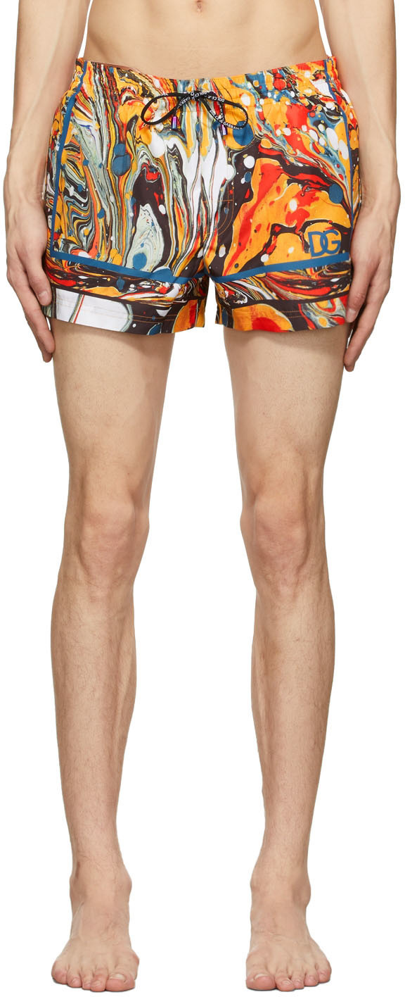 Dolce & Gabbana Multicolor Satin Swim Shorts Dolce & Gabbana