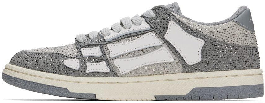 AMIRI Gray Crystal Skel Top Low Sneakers Amiri