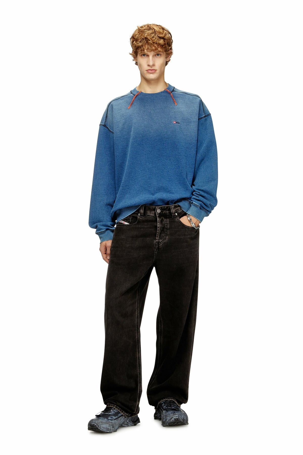 Diesel Cotton sweater with contrasting stitching - Sweaters Mens in ...