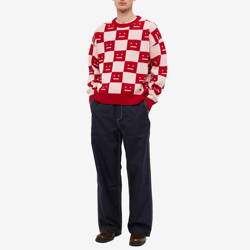 Acne Studios Men's Katlas Checkerboard Face Knit in Deep Red/Faded Pink ...