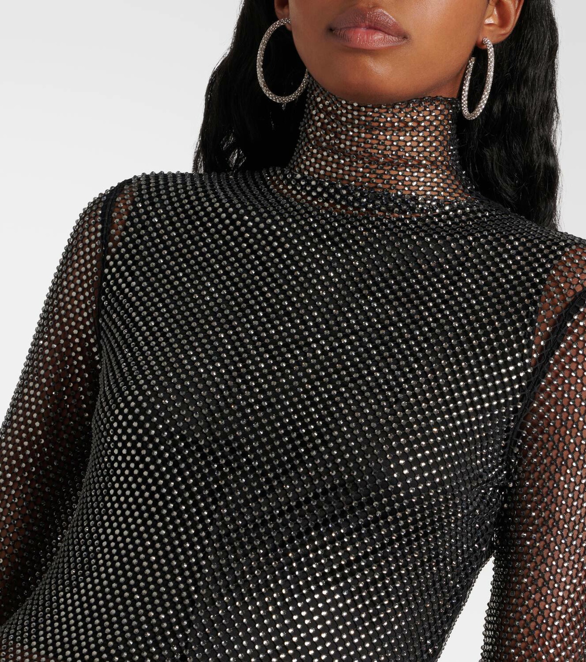 Sportmax Valdai embellished fishnet crop top Sportmax