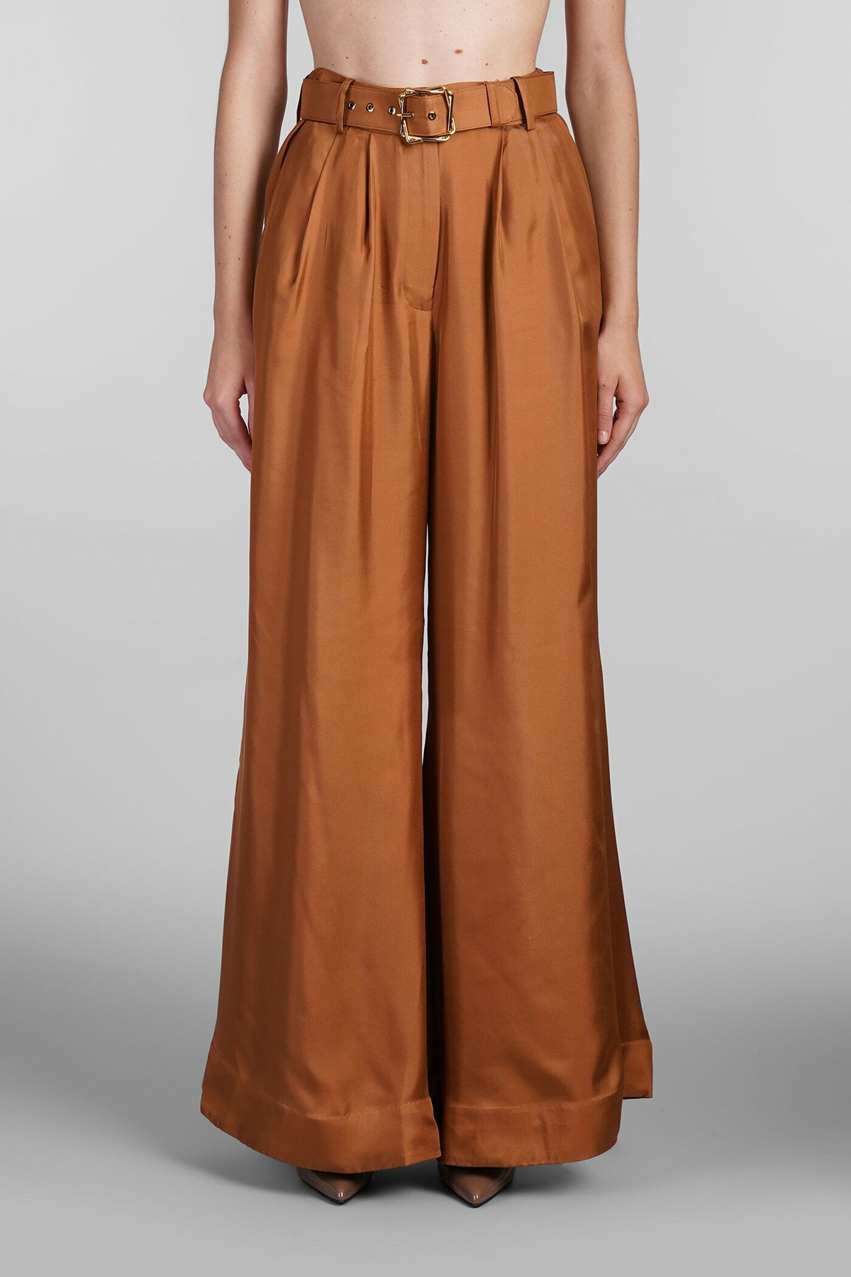 Zimmermann Pants In Brown Silk Zimmermann