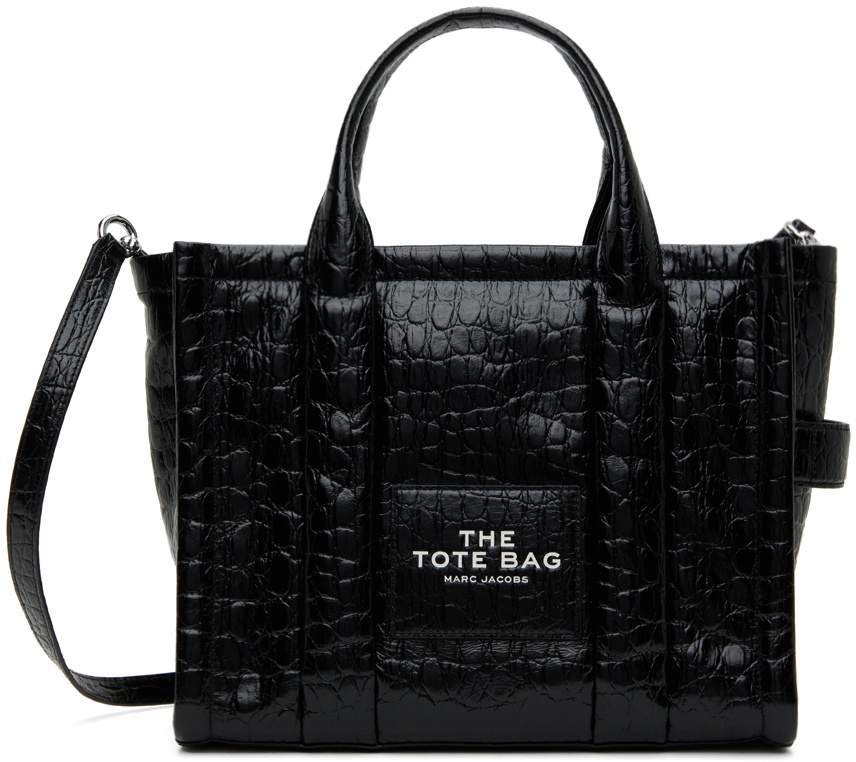 Marc Jacobs Black Small 'The Croc-Embossed' Tote Marc Jacobs